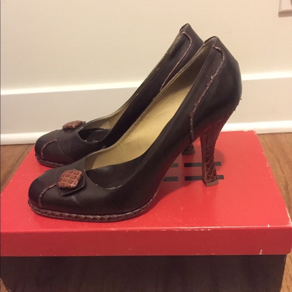 HUGO | Shoes | Hugo Boss Brown Leather Pumps With Snake Detail | Poshmark